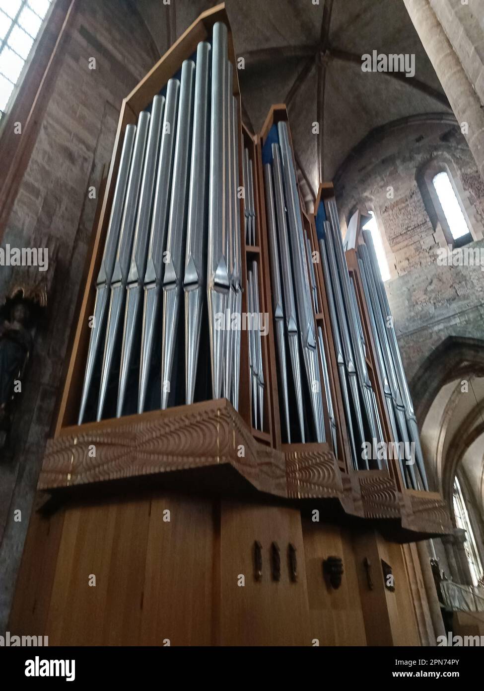 NUREMBERG, GERMANY – NOVEMBER 22, 2022: Giant pipe organ in the ...