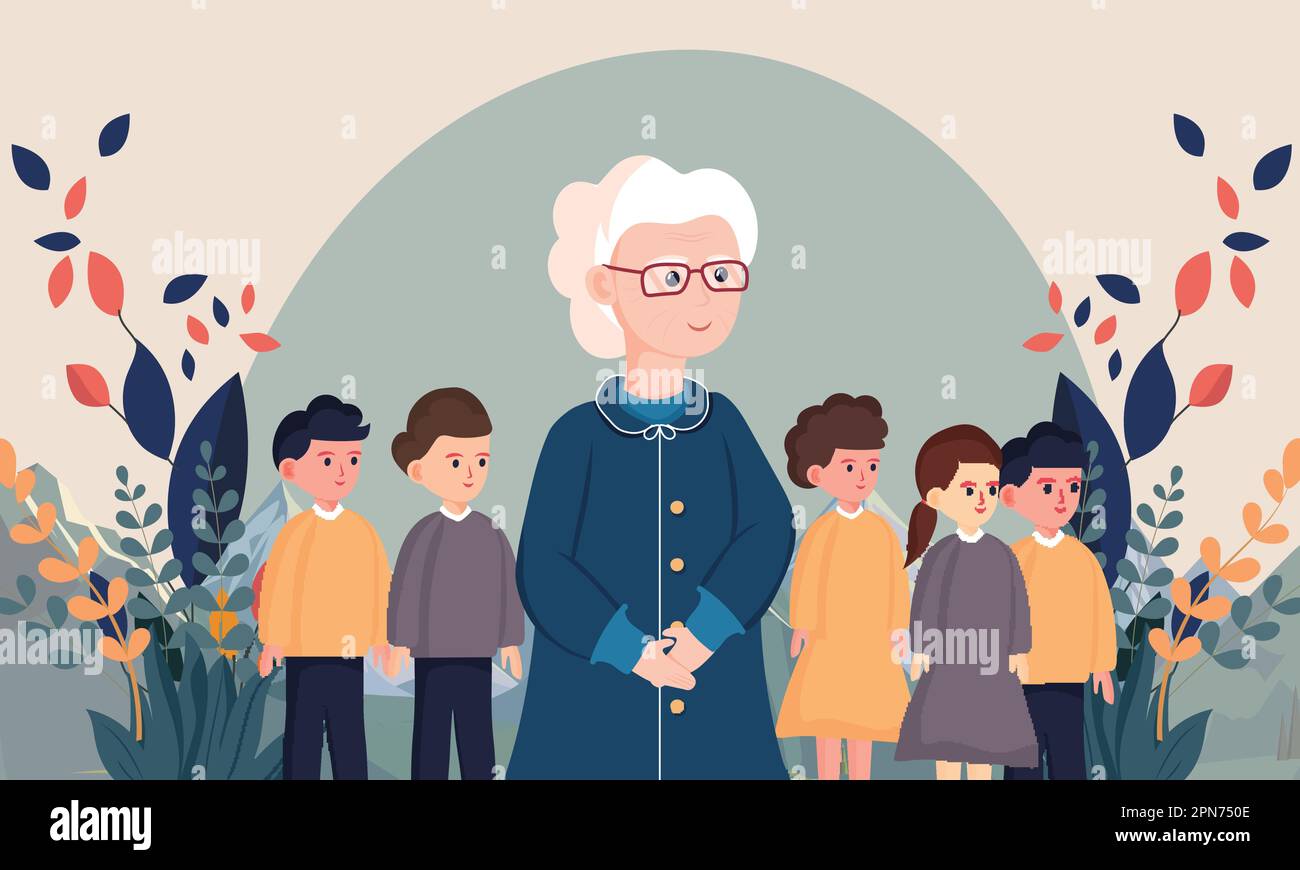 Elderly woman children Stock Vector Images - Alamy