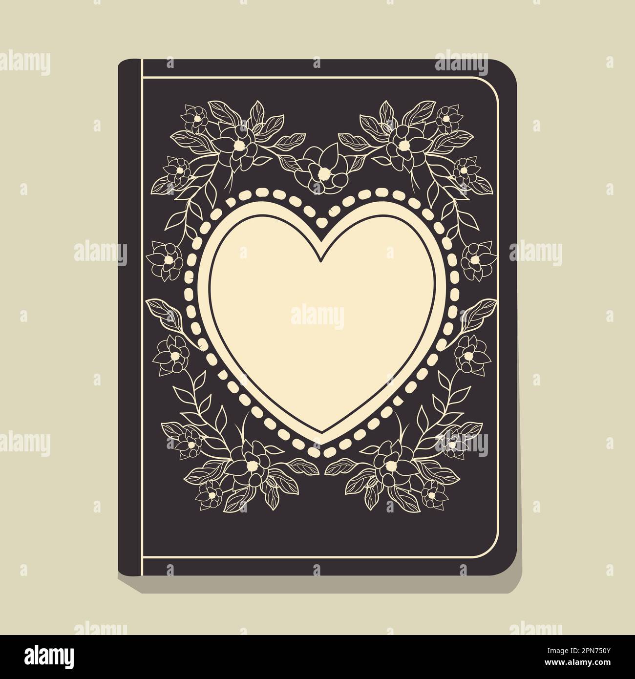 Floral Ground Heart Shape Pattern of Book Cover, Template, Diary Design ...