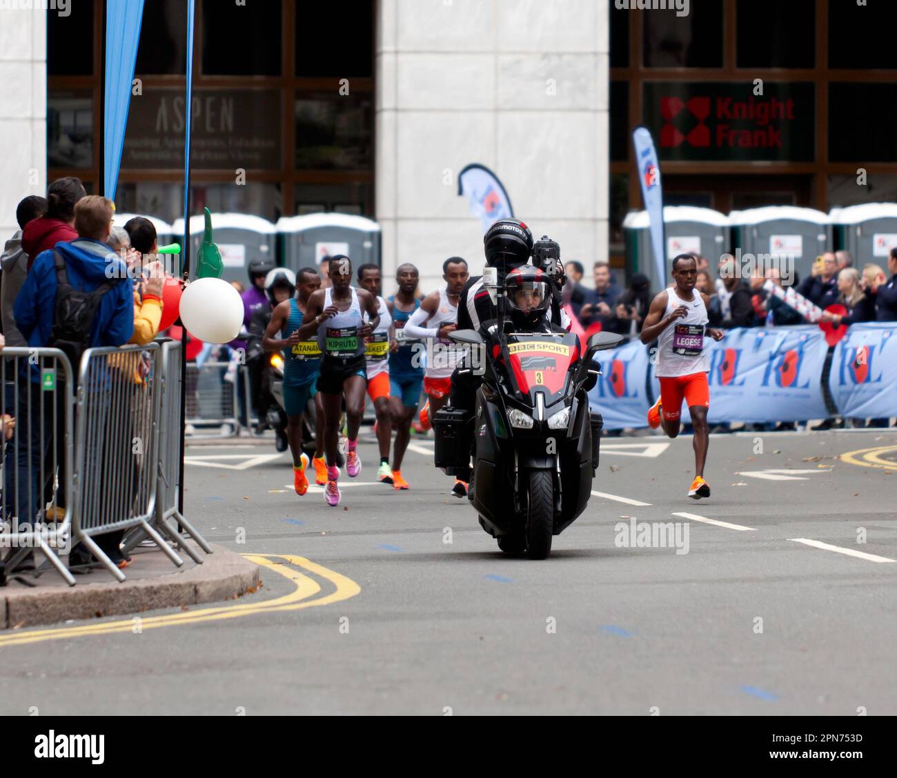 BBC Sports Camera Crew photographing the men's leading group, during ...