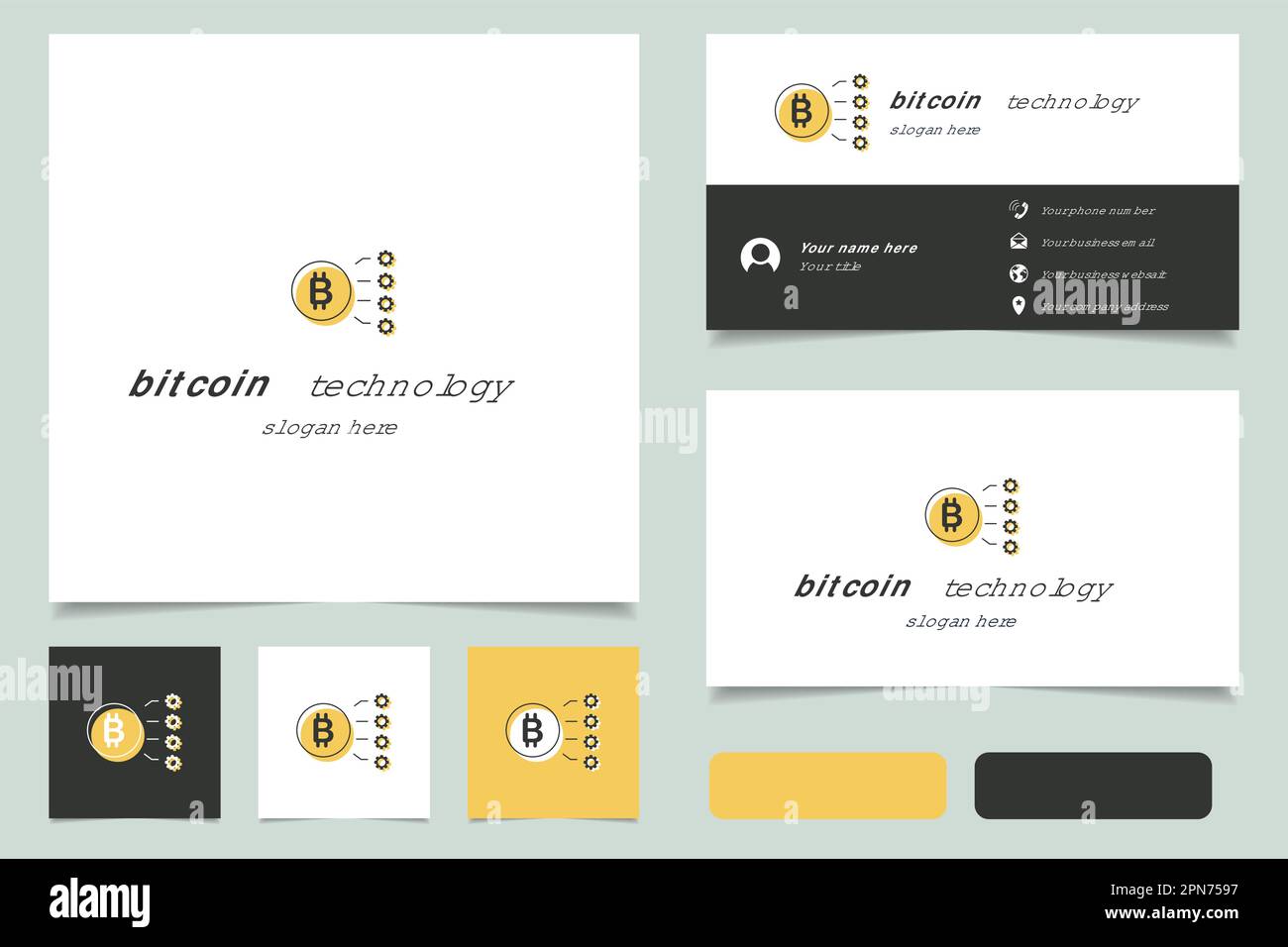 Bitcoin technology logo design with editable slogan. Branding book and ...