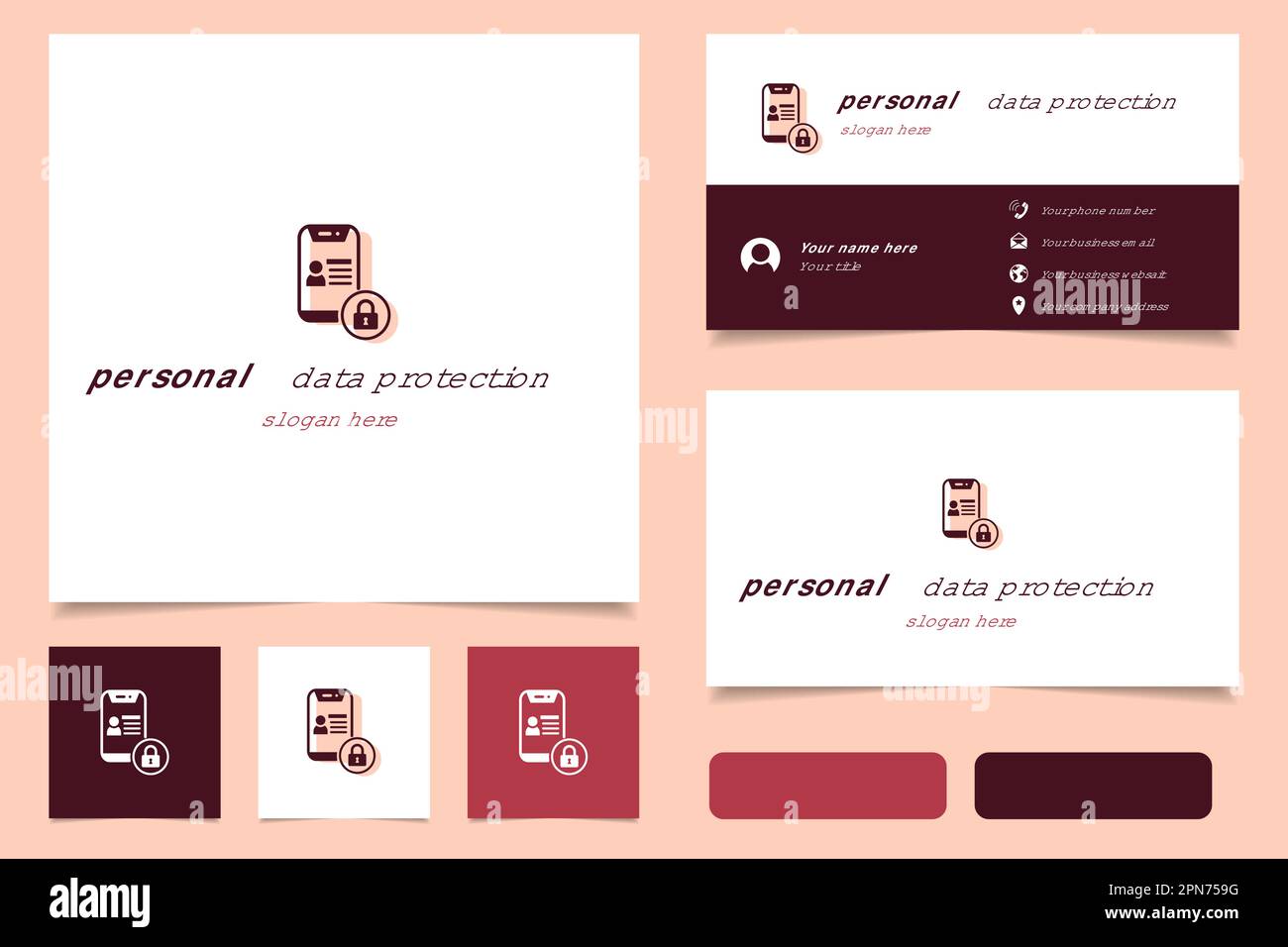 Personal data protection logo design with editable slogan. Branding ...