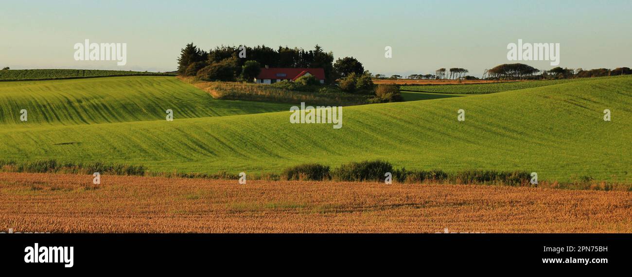 Rolling hills. Rural summer landscape in Gottrup, Denmark Stock Photo ...