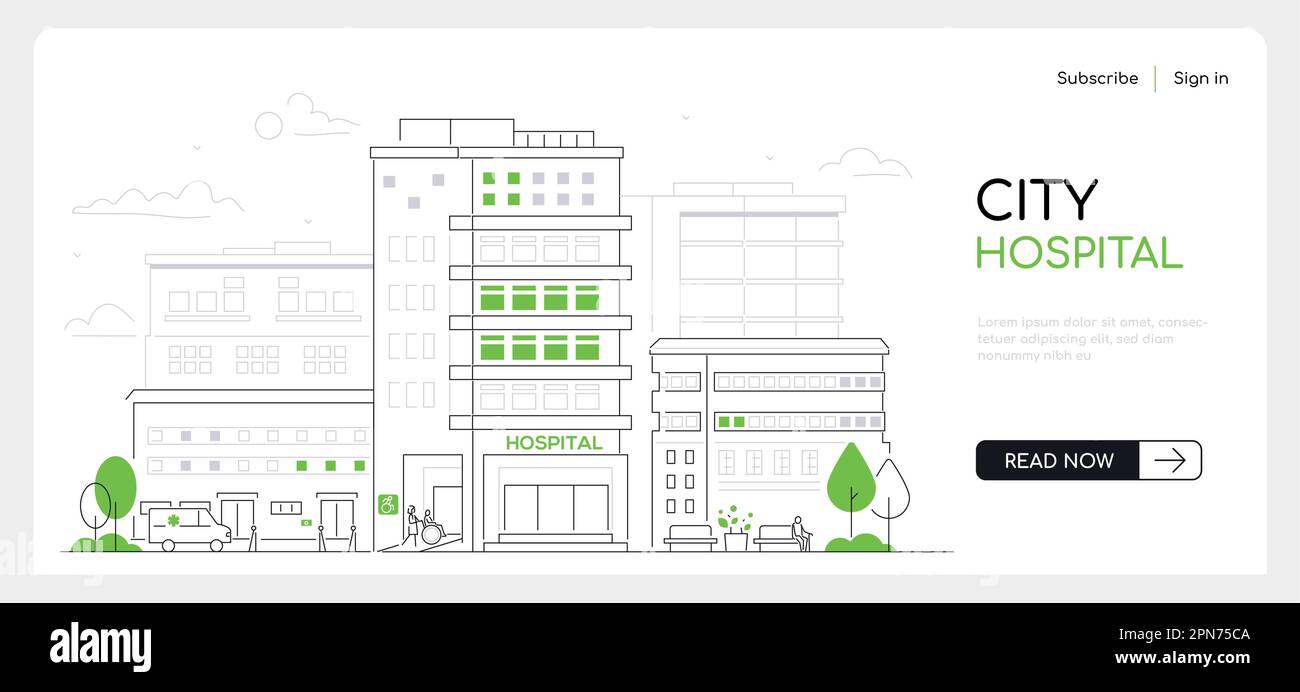 City hospital - modern thin line design style vector banner Stock ...