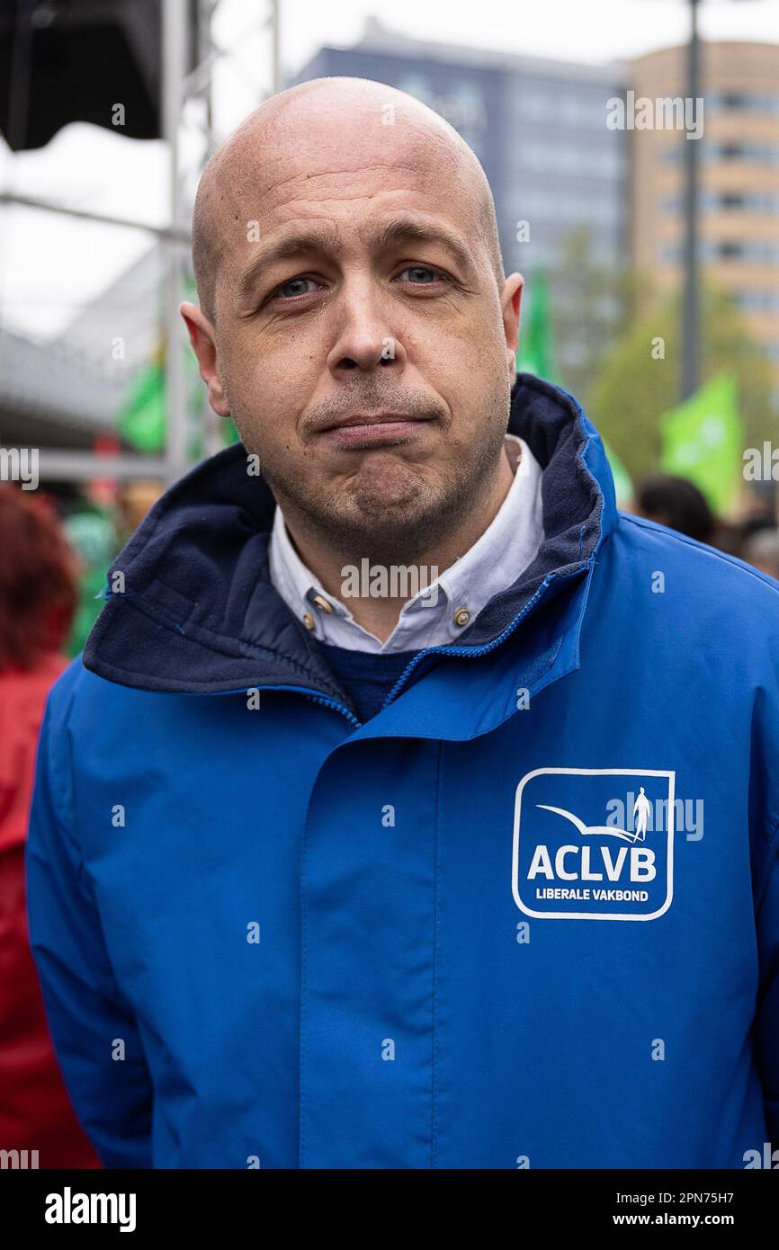 Brussels, Belgium. 17th Apr, 2023. ACLVB national sector responsible ...