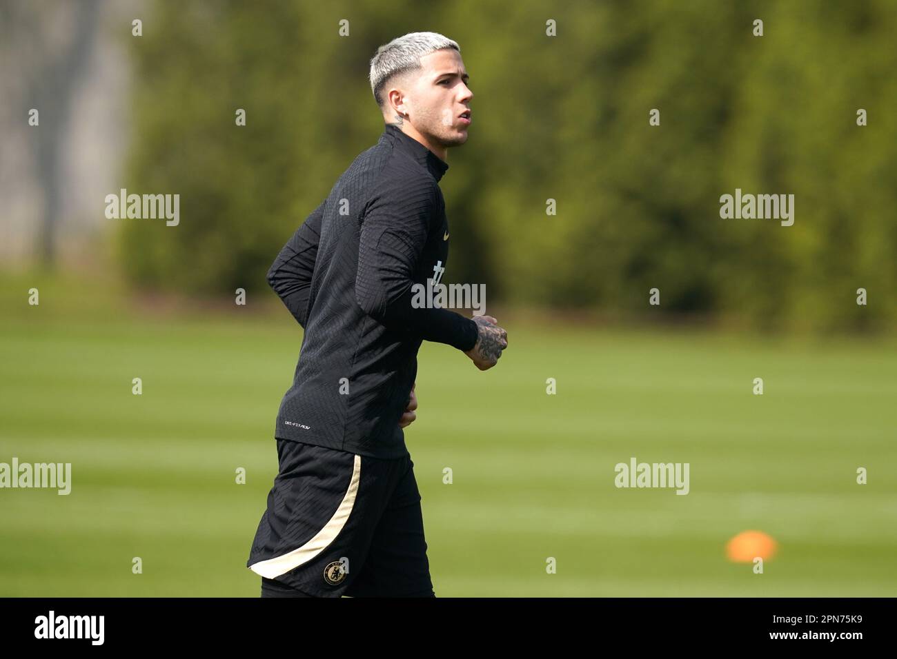 Chelsea's Enzo Fernandez during a training session at Cobham Training ...
