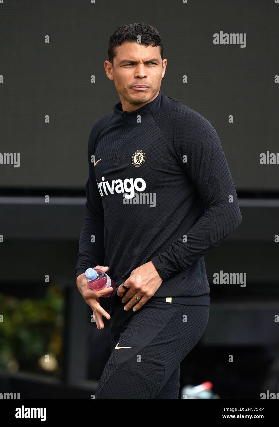 Chelsea's Thiago Silva during a training session at Cobham Training ...