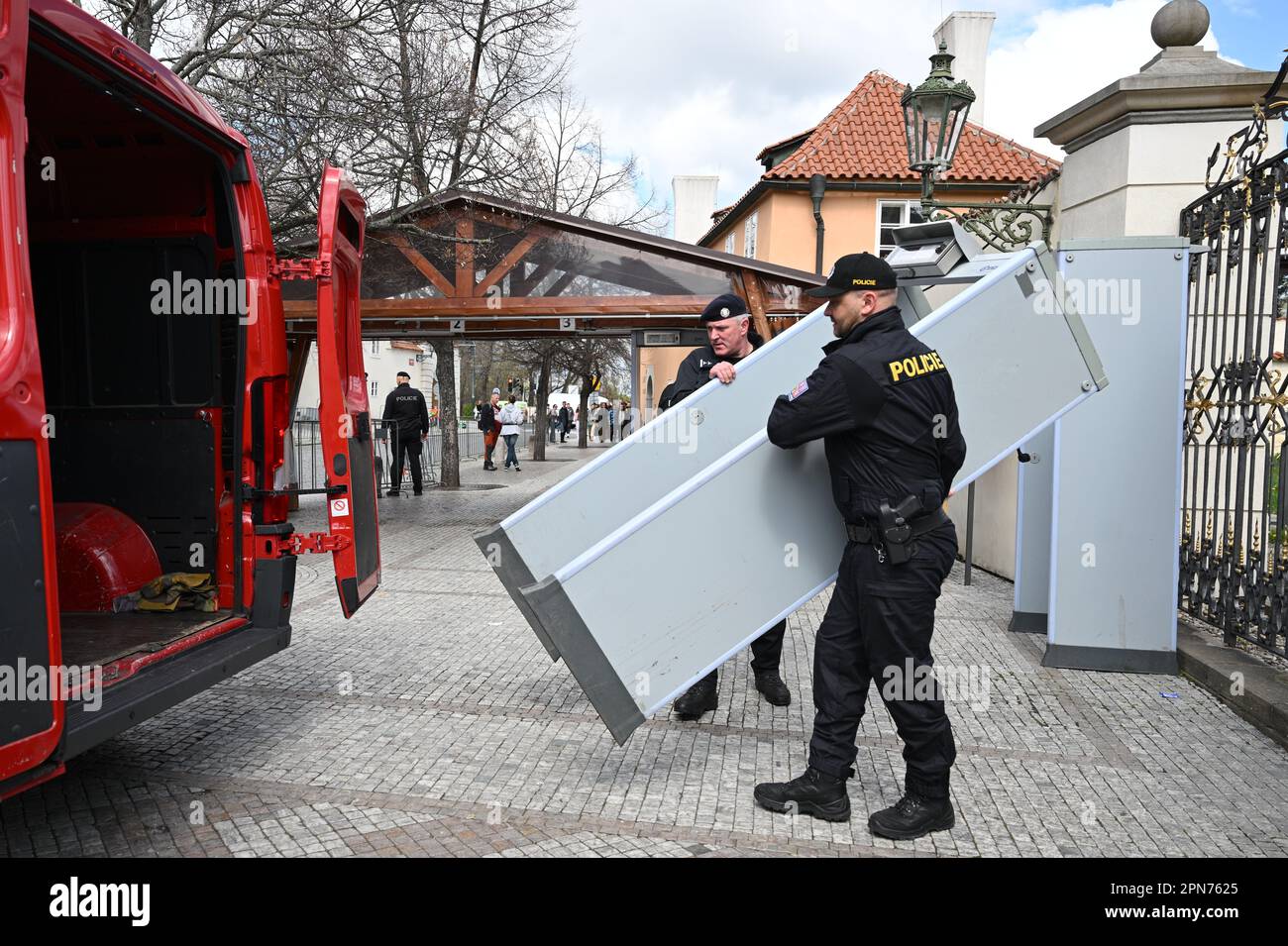 Prague, Czech Republic. 17th Apr, 2023. Security checks of all people ...