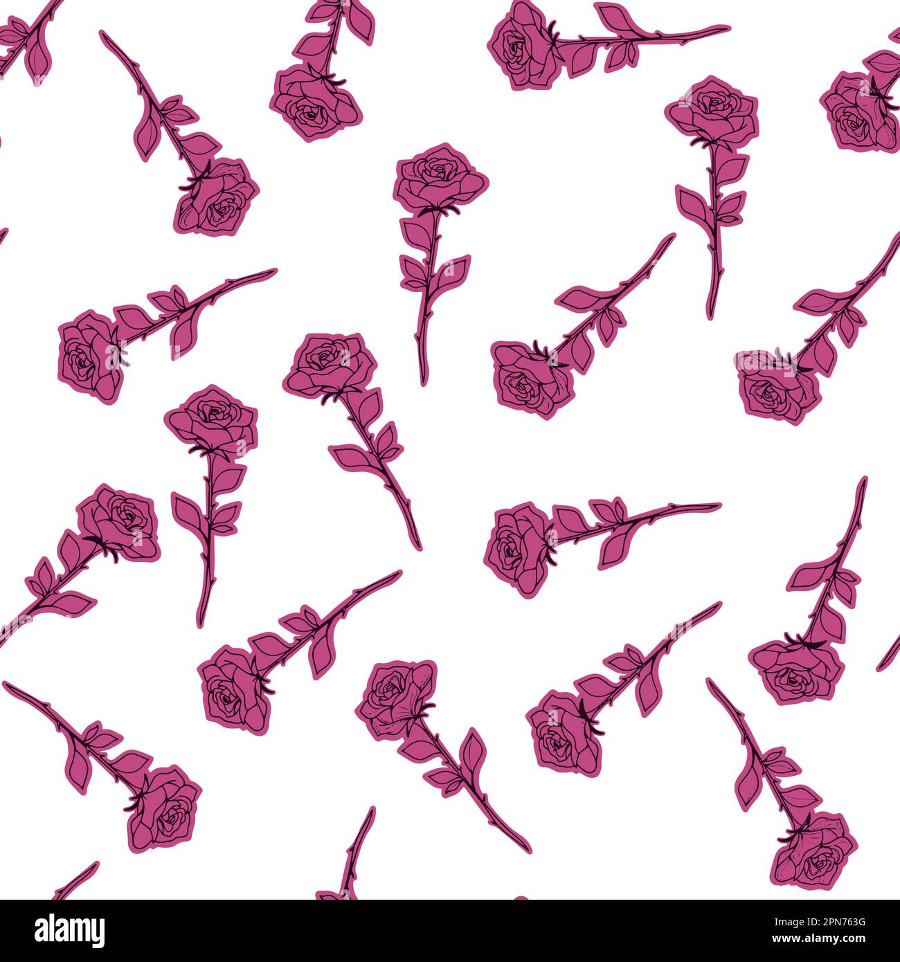 Pink rose flower vector pattern. It is a versatile illustration ...