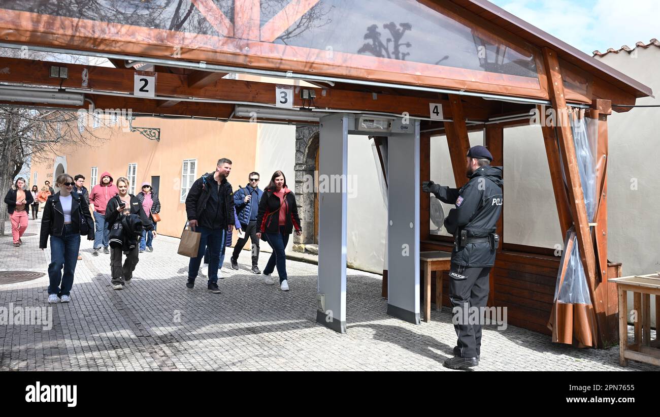 Prague, Czech Republic. 17th Apr, 2023. Security checks of all people ...