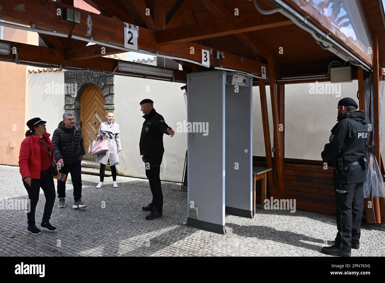 Prague, Czech Republic. 17th Apr, 2023. Security checks of all people ...
