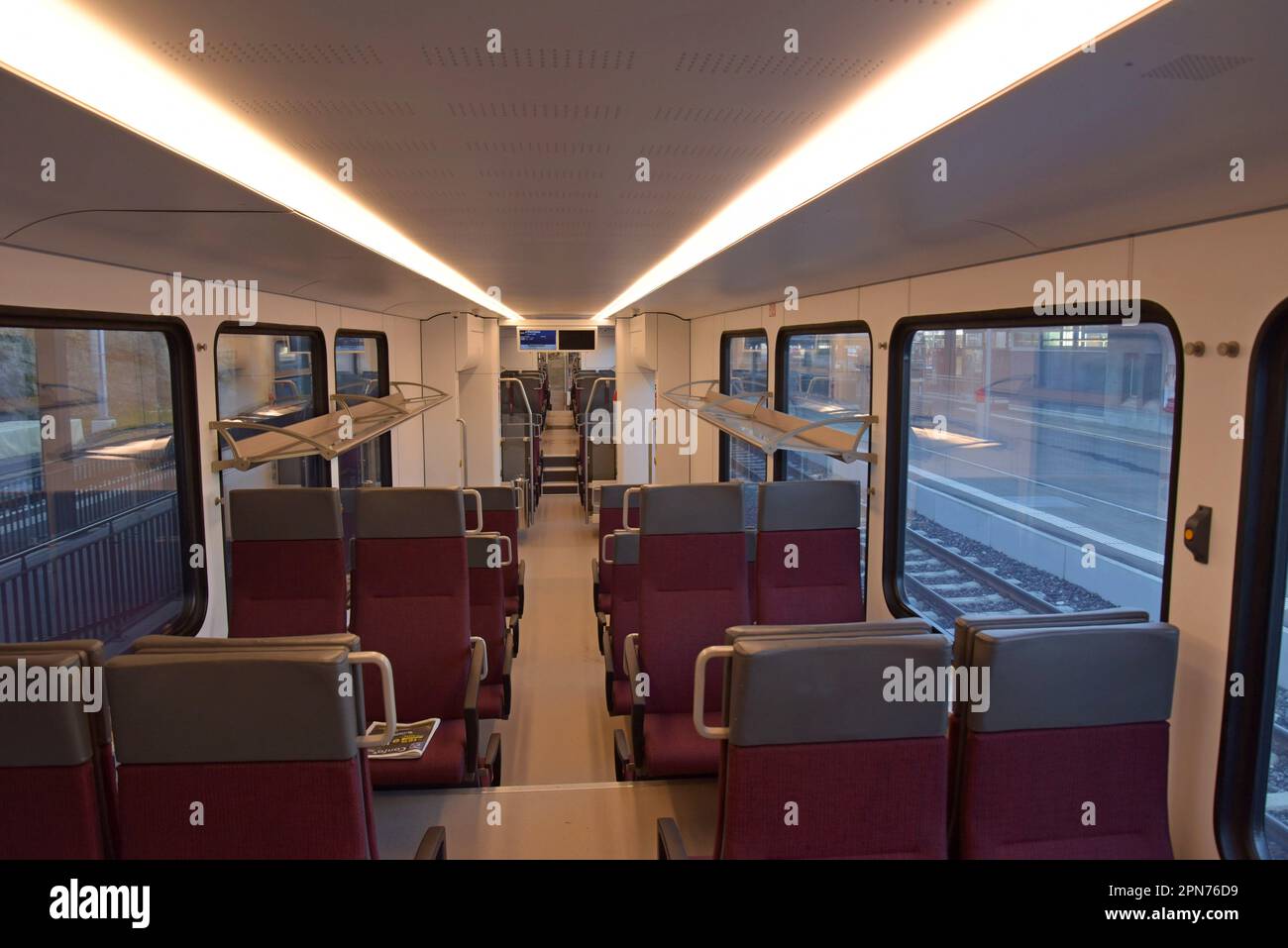 The interior of a carriage of a SBB regional tram-train in St Gallen ...