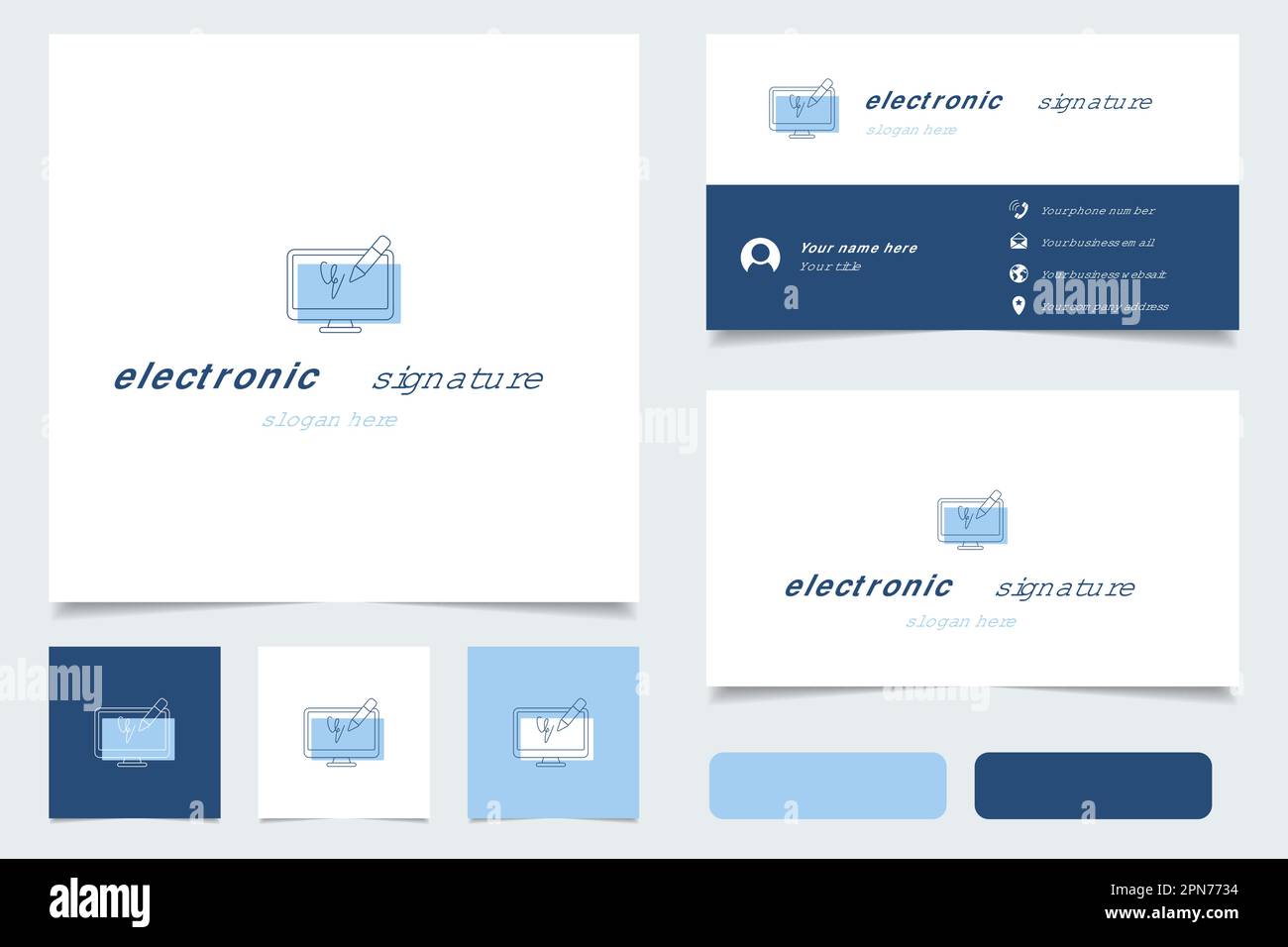 Electronic signature logo design with editable slogan. Branding book ...