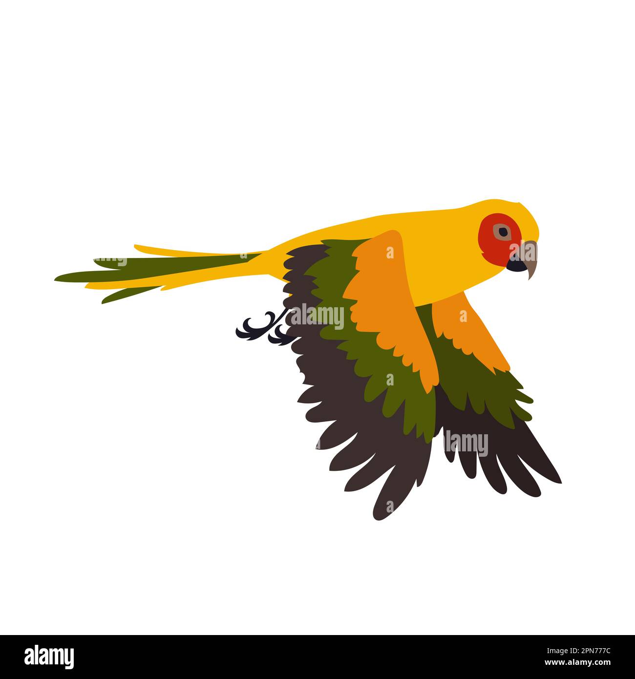 Yellow exotic ara flying vector illustration Stock Vector Image & Art ...