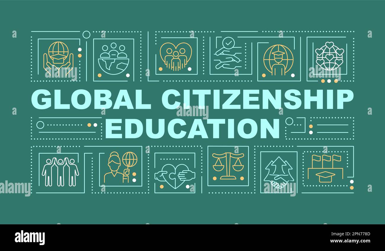 Global citizenship education word concepts dark green banner Stock ...