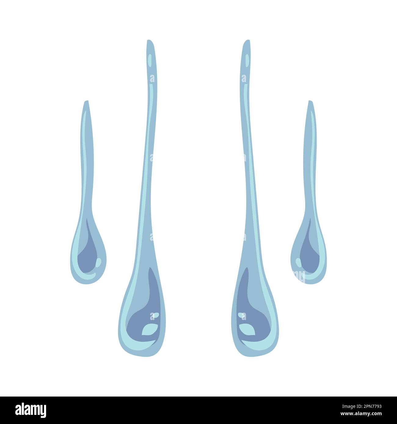 Blue dripping or falling drops of water flat vector illustration Stock ...