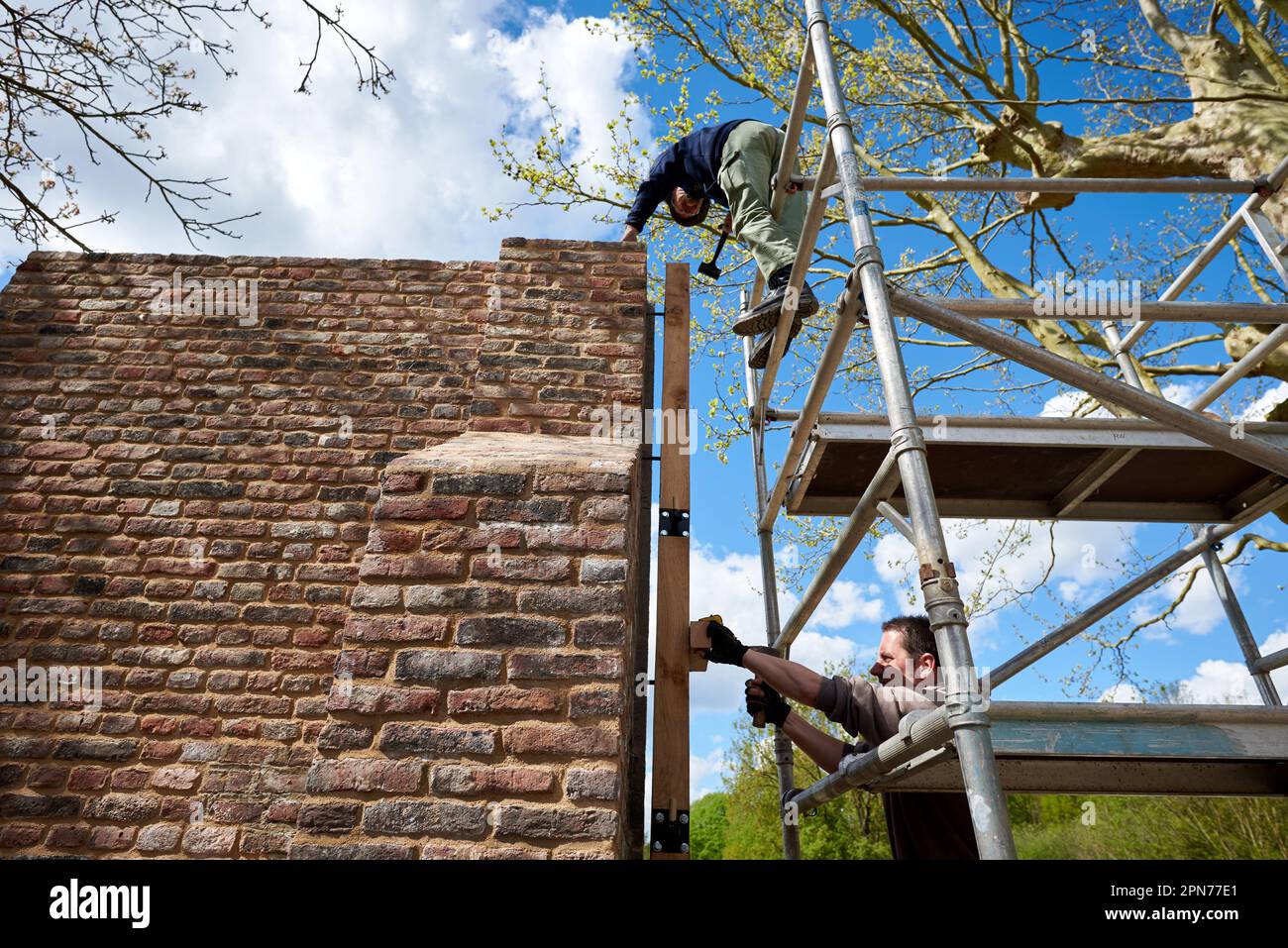 Leconfield estate workmen from Petworth, West Sussex assemble the new ...