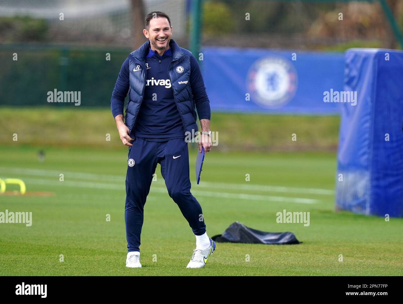 Chelsea manager Frank Lampard during a training session at Cobham ...