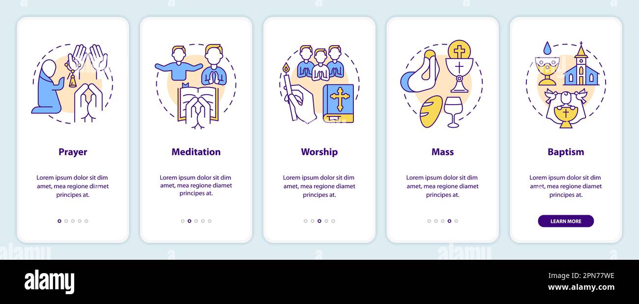 Religious practices onboarding mobile app screen Stock Vector Image ...