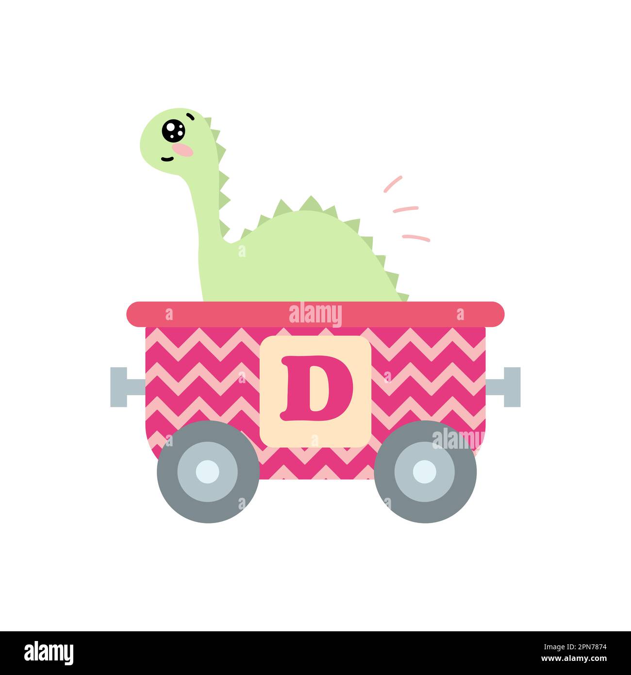 Alphabet train carriage with dinosaur and letter d Stock Vector Image ...