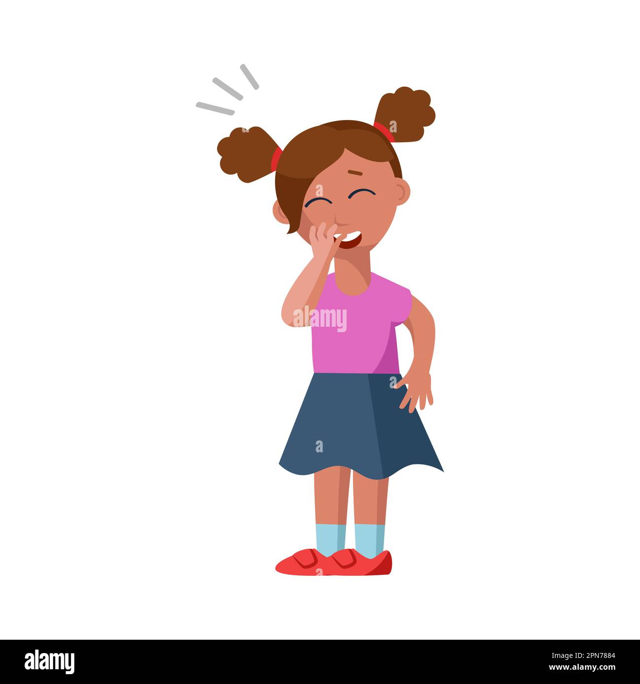Cute little girl laughing cartoon vector illustration Stock Vector ...