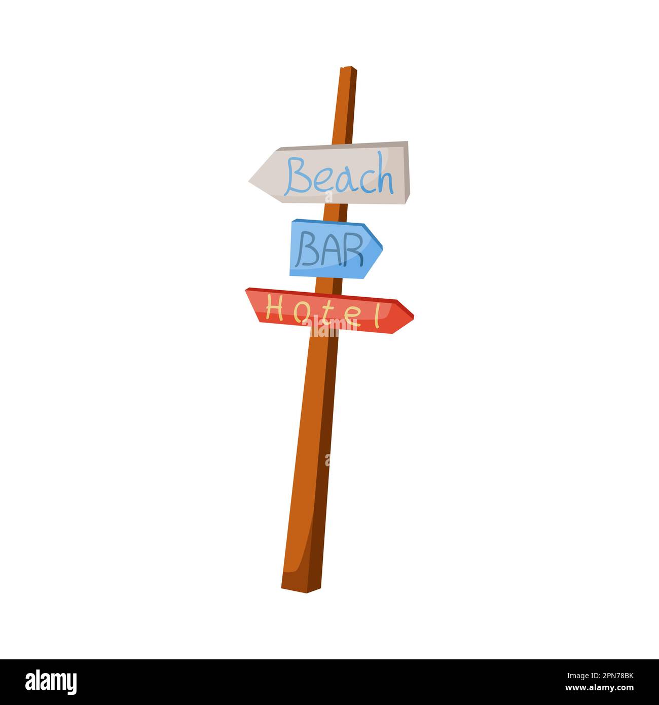 Wood pole with beach, bar and hotel signs vector illustration Stock ...