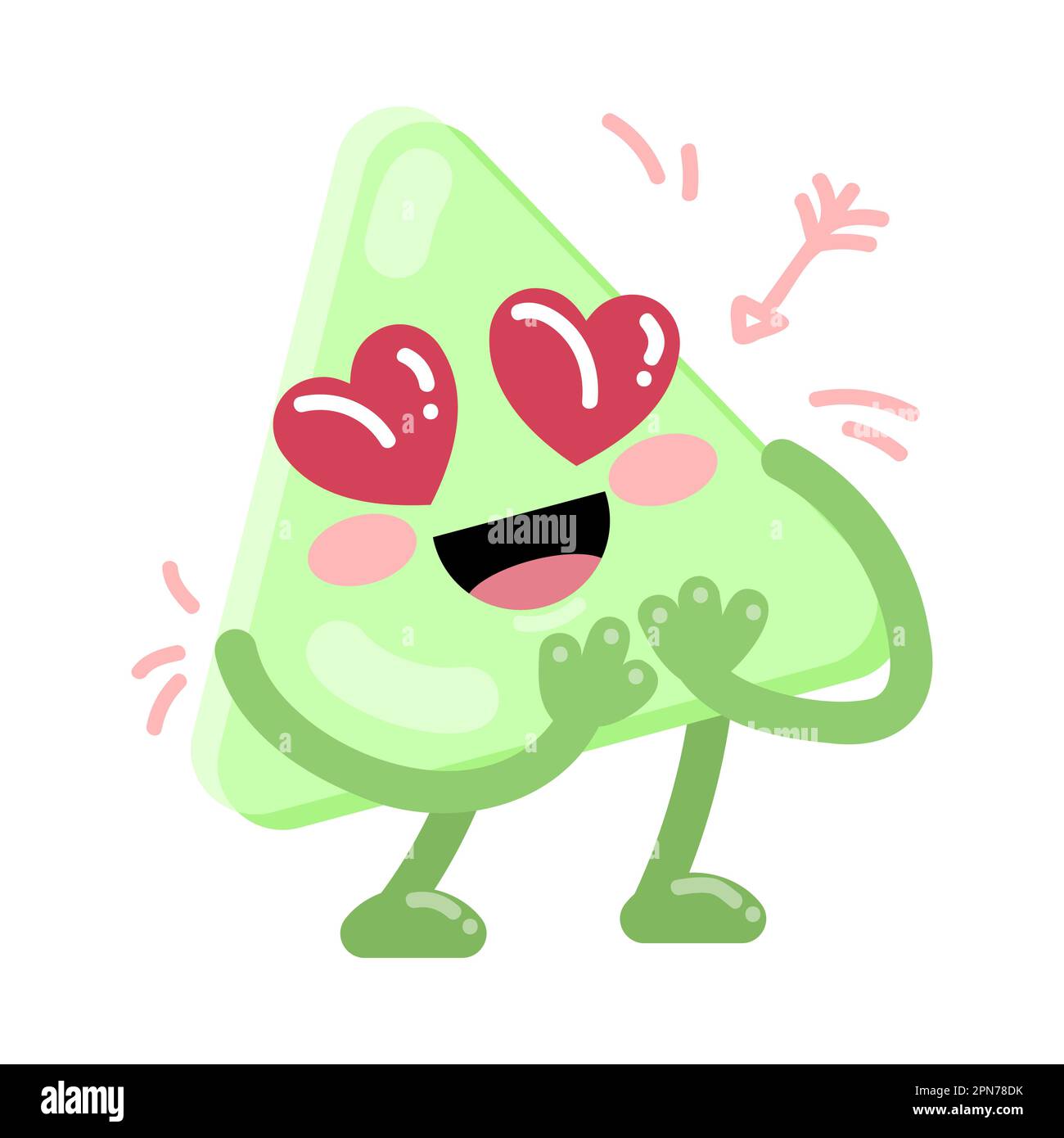 Abstract cute triangle geometric character smiling with heart-eyes ...