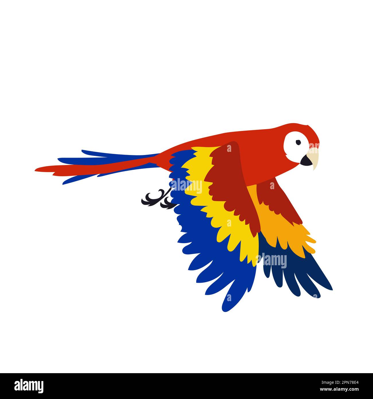 Red tropical parrot flapping wings vector illustration Stock Vector ...