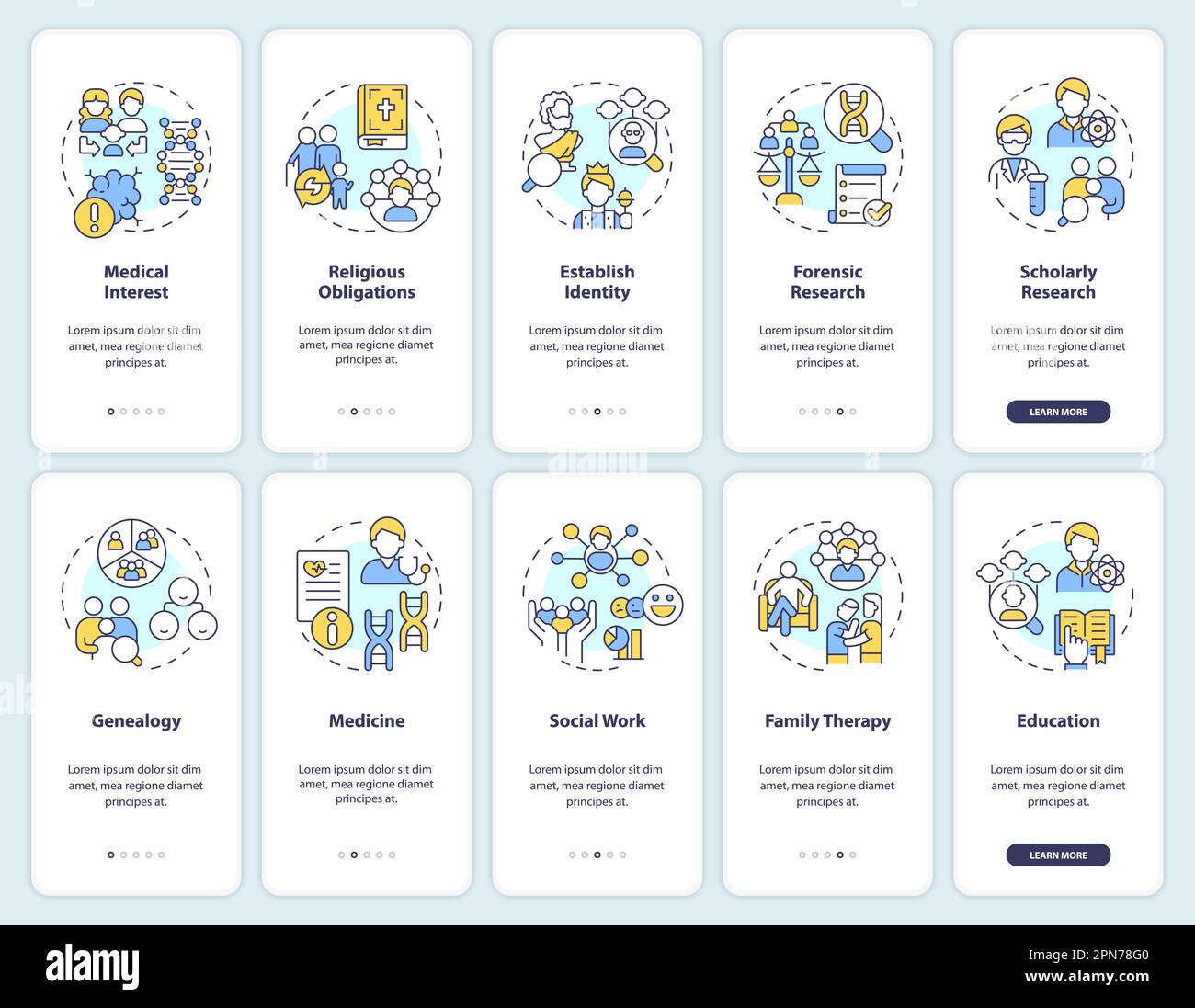 Family tree usage onboarding mobile app screen set Stock Vector Image ...