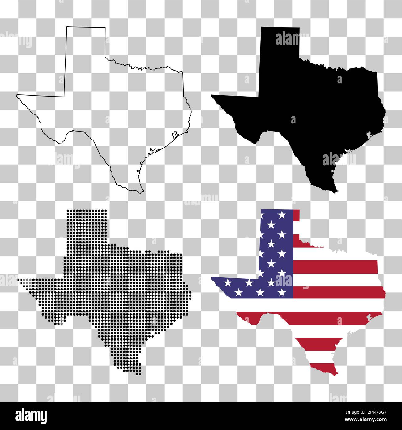Set of Texas map shape, united states of america. Flat concept vector ...