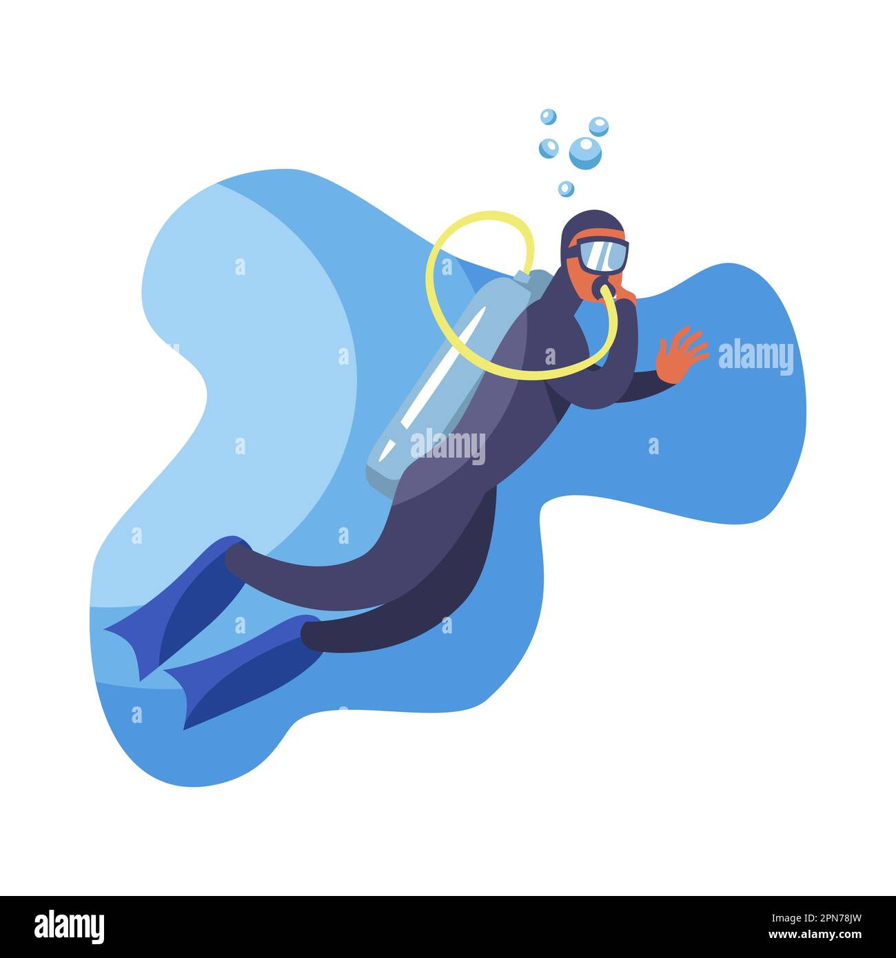 Tanned man scuba diving on white background Stock Vector Image & Art ...