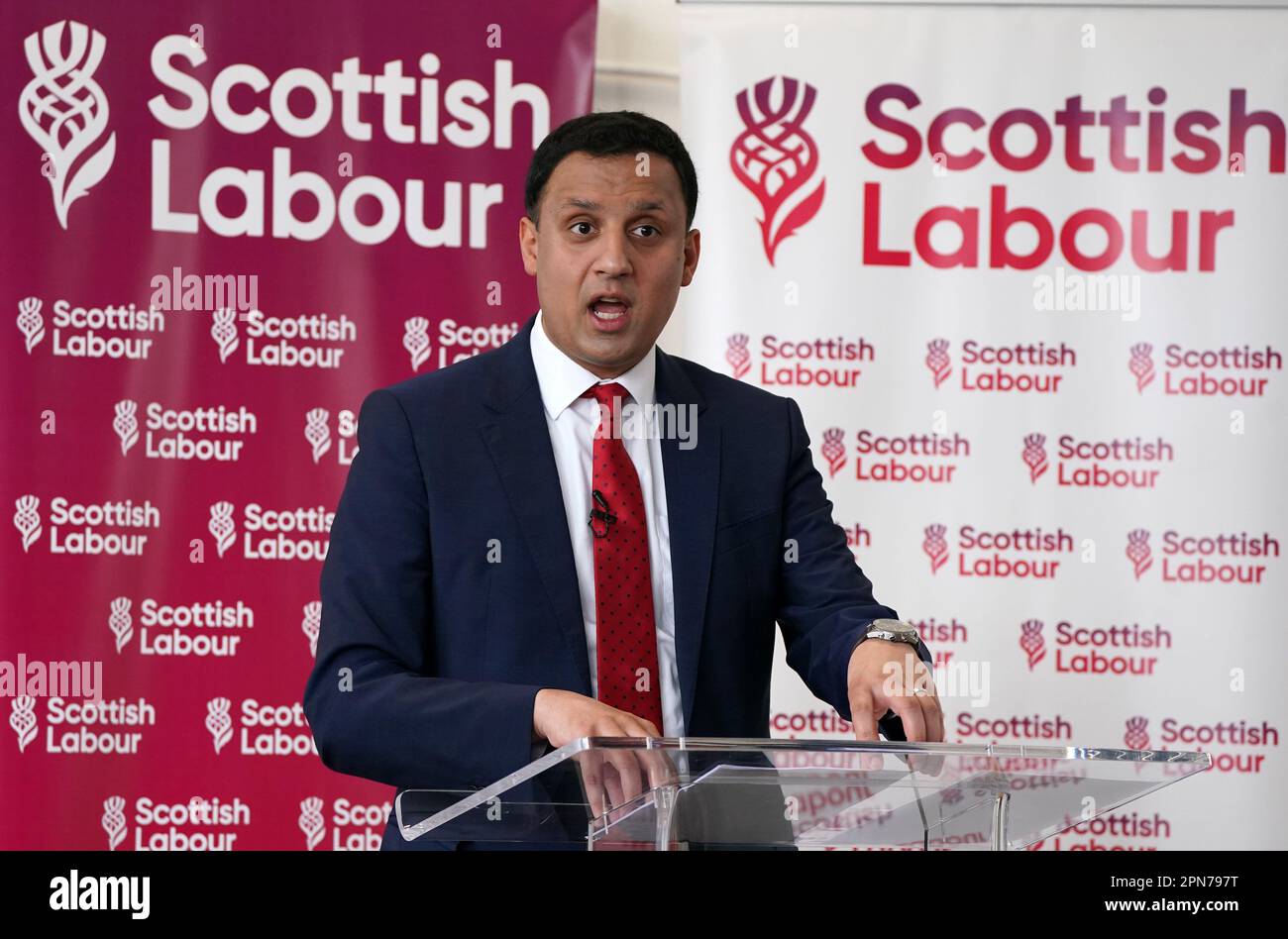 Scottish Labour leader Anas Sarwar makes a keynote speech at Pollok ...