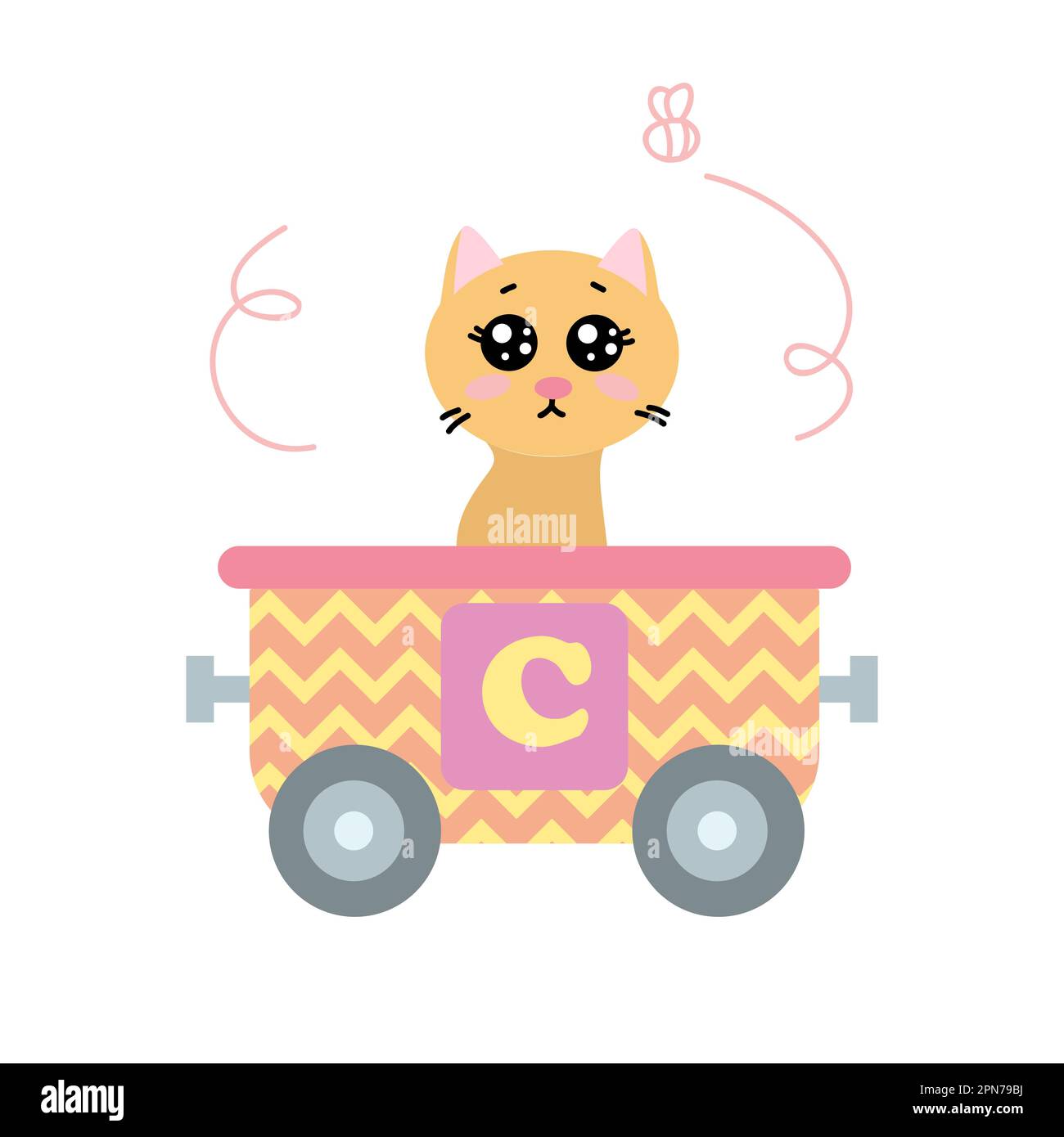 Alphabet train carriage with cat and letter c Stock Vector Image & Art ...