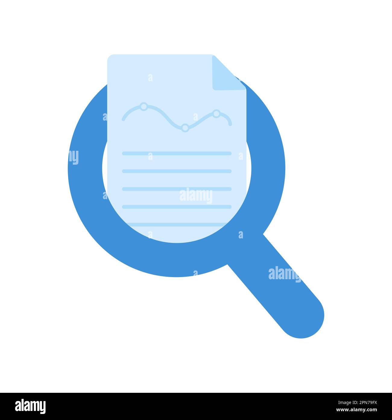Analyzing audit review or business document vector icon flat cartoon, concept of evaluation or ...