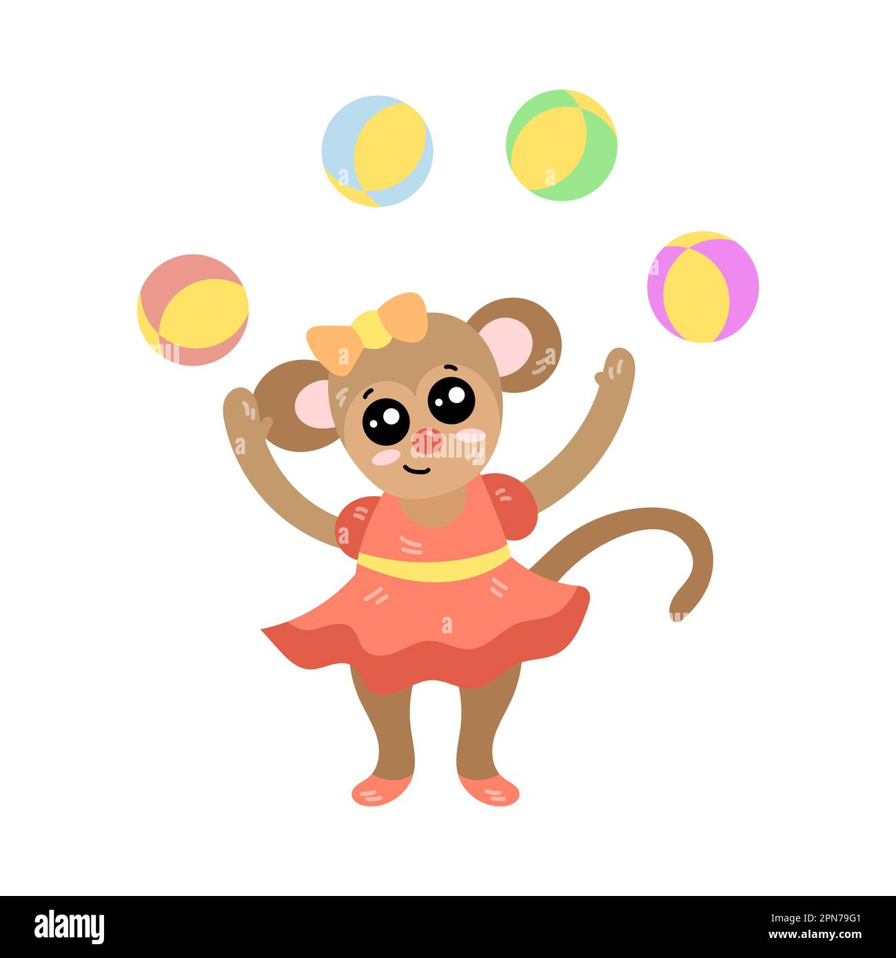 Cute little monkey juggling Stock Vector Image & Art - Alamy