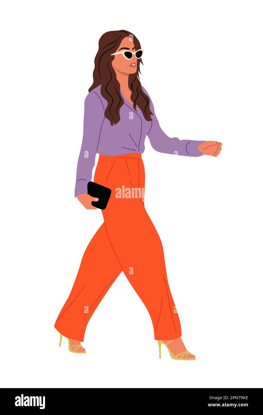 Woman walking street summer work Stock Vector Images - Alamy