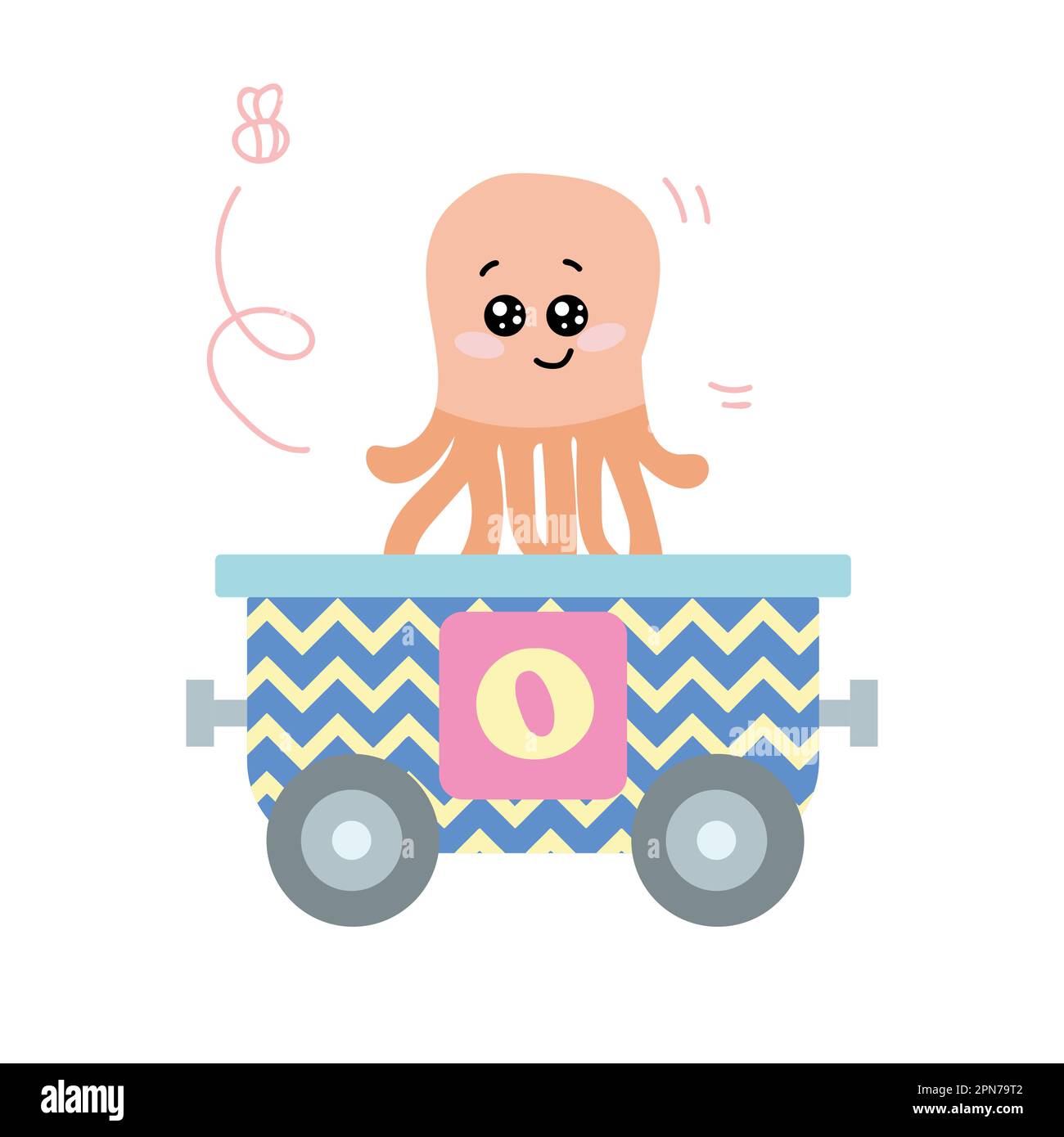 Alphabet train carriage with octopus and letter o Stock Vector Image ...