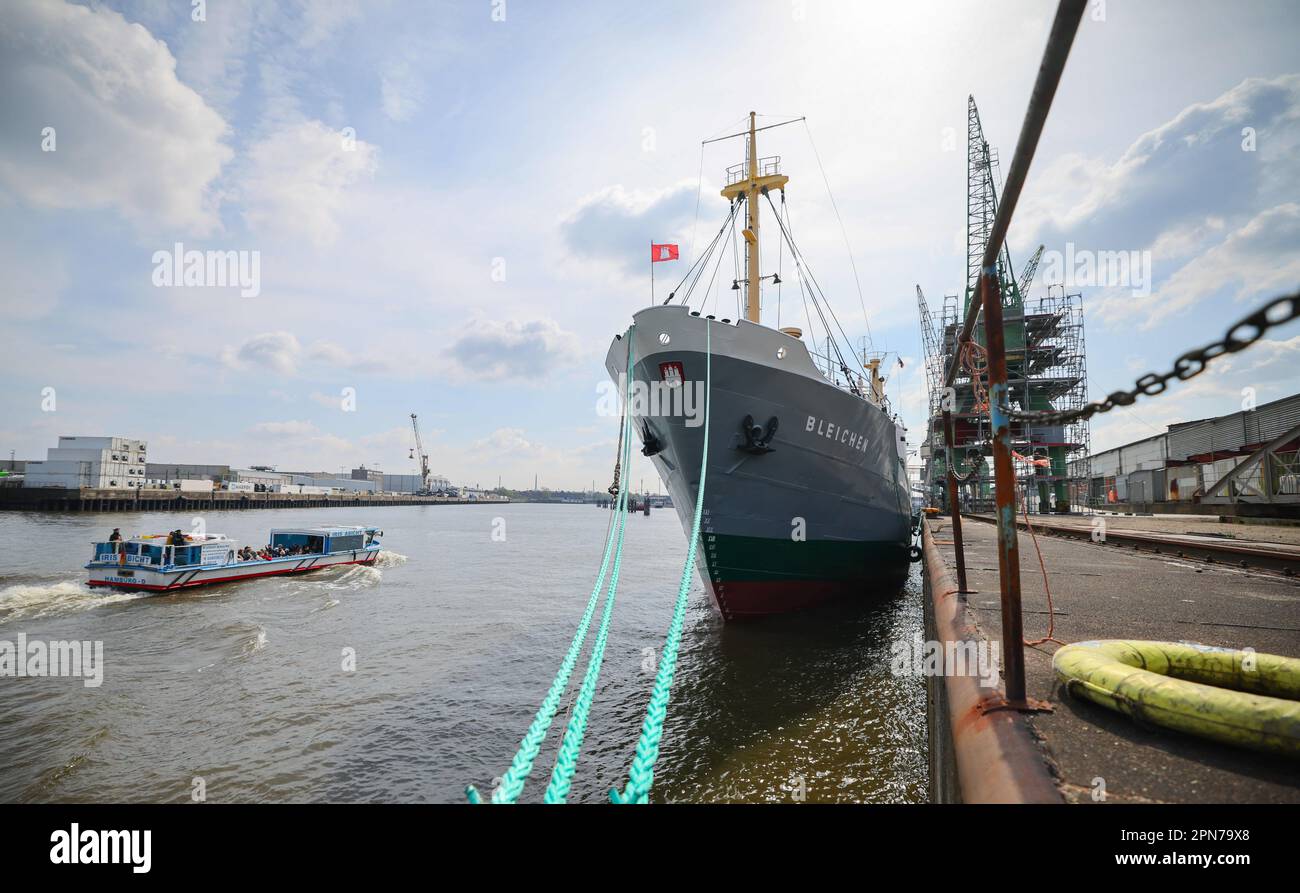 Hamburg, Germany. 17th Apr, 2023. The museum ship MS Bleichen lies at ...