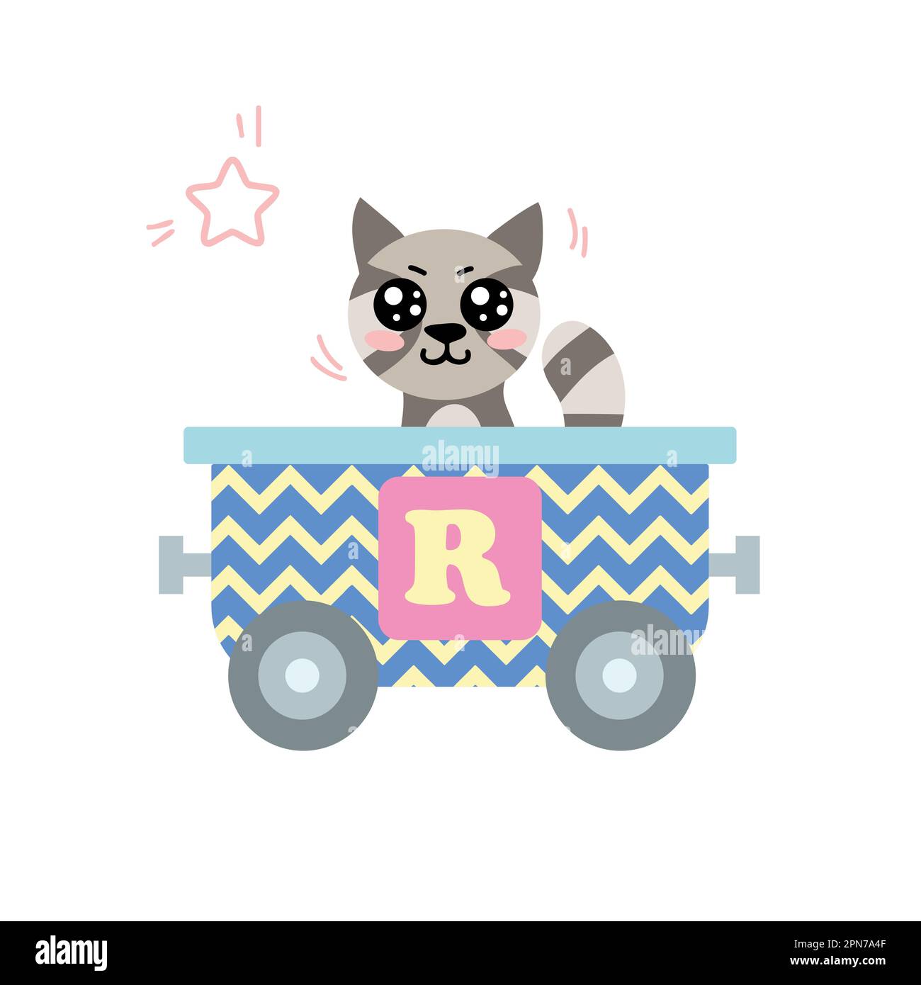 Alphabet train carriage with raccoon and letter r Stock Vector Image ...