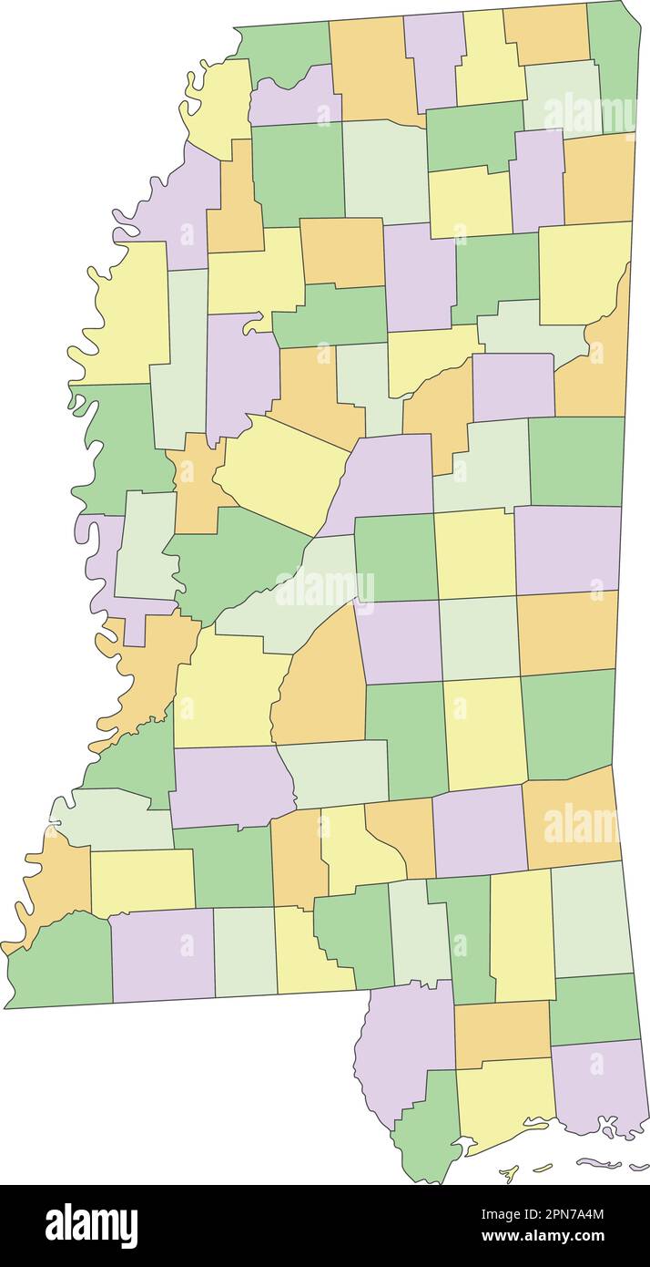 Mississippi Highly Detailed Editable Political Map Stock Vector Image ...