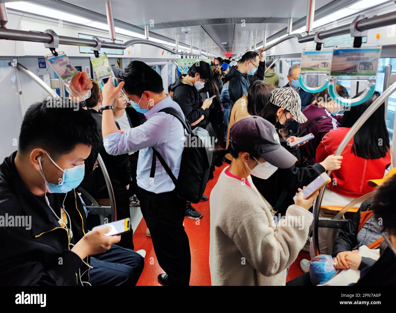 BEIJING, CHINA - APRIL 17, 2023 - Passengers wearing masks and not ...