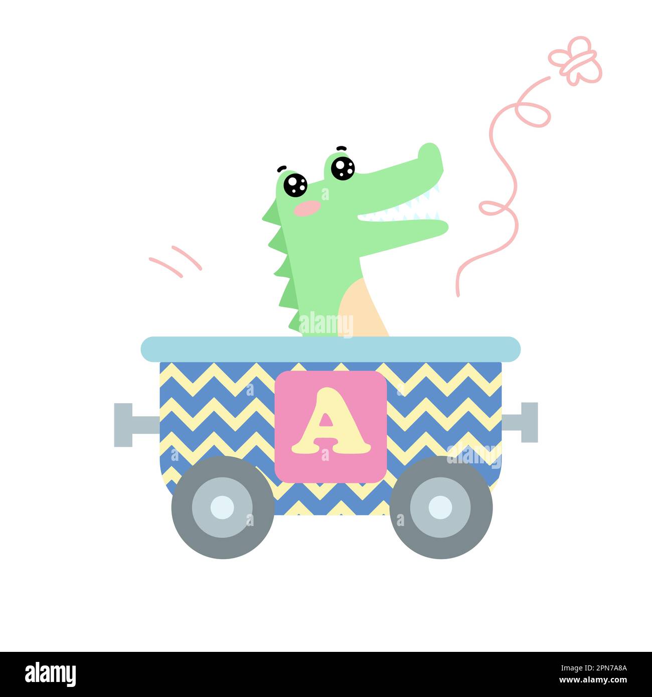 Alphabet train carriage with alligator and letter A Stock Vector Image ...