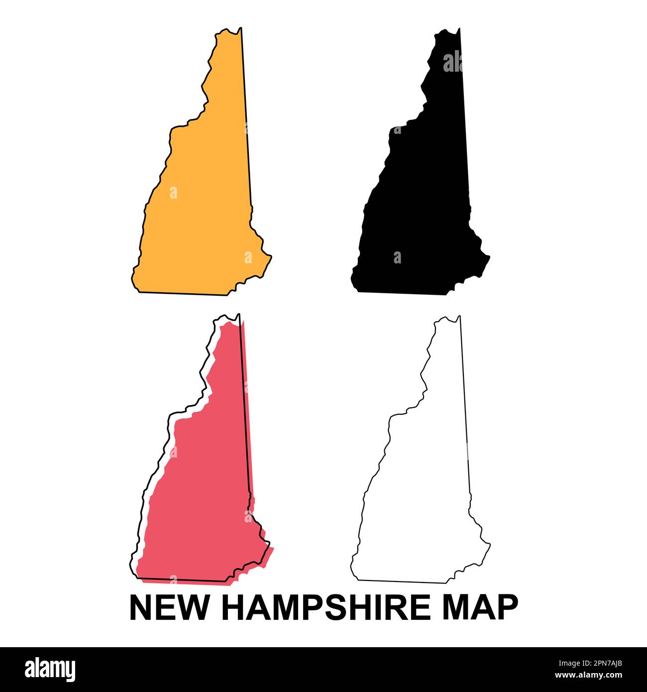 Set of New Hampshire map, united states of america. Flat concept vector ...