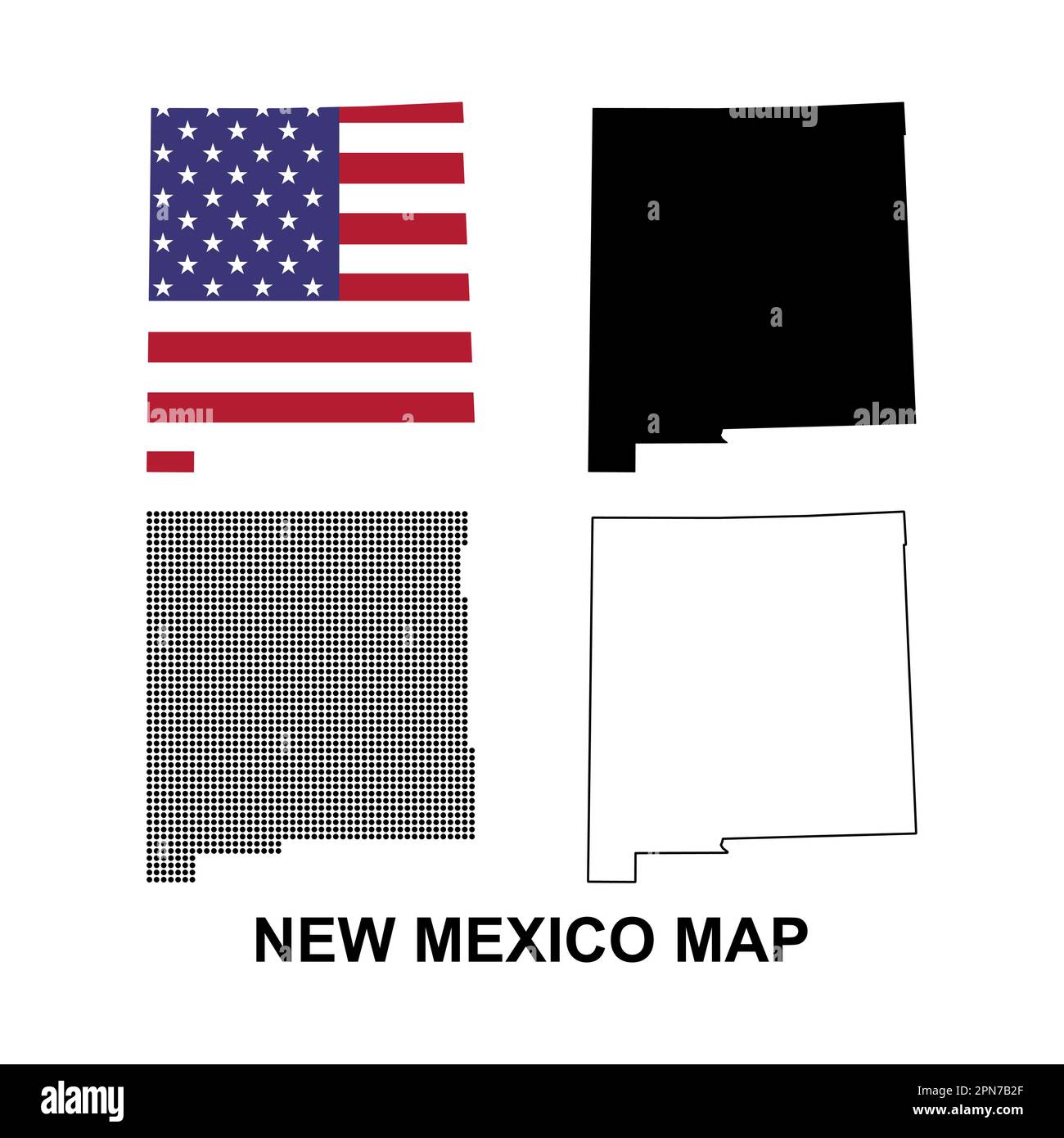 Set of New Mexico map, united states of america. Flat concept vector ...
