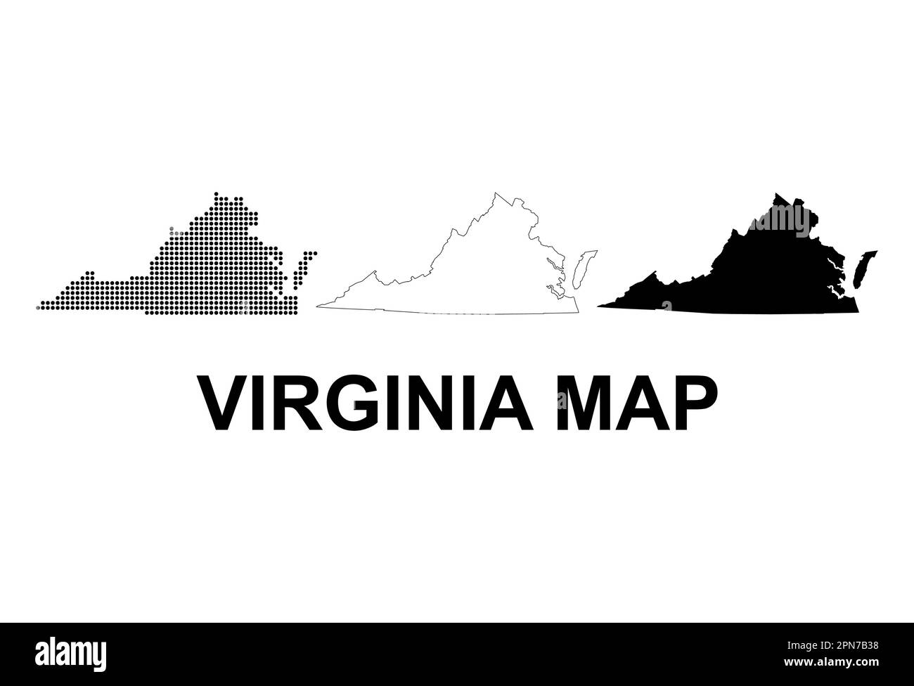 Set of Virginia map shape, united states of america. Flat concept icon ...