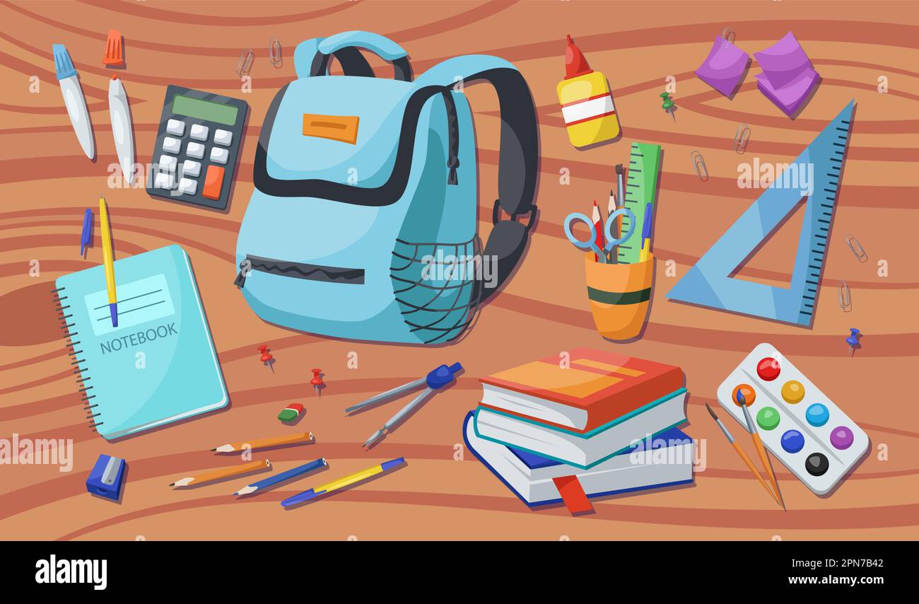 School supplies vector illustration set Stock Vector Image & Art - Alamy