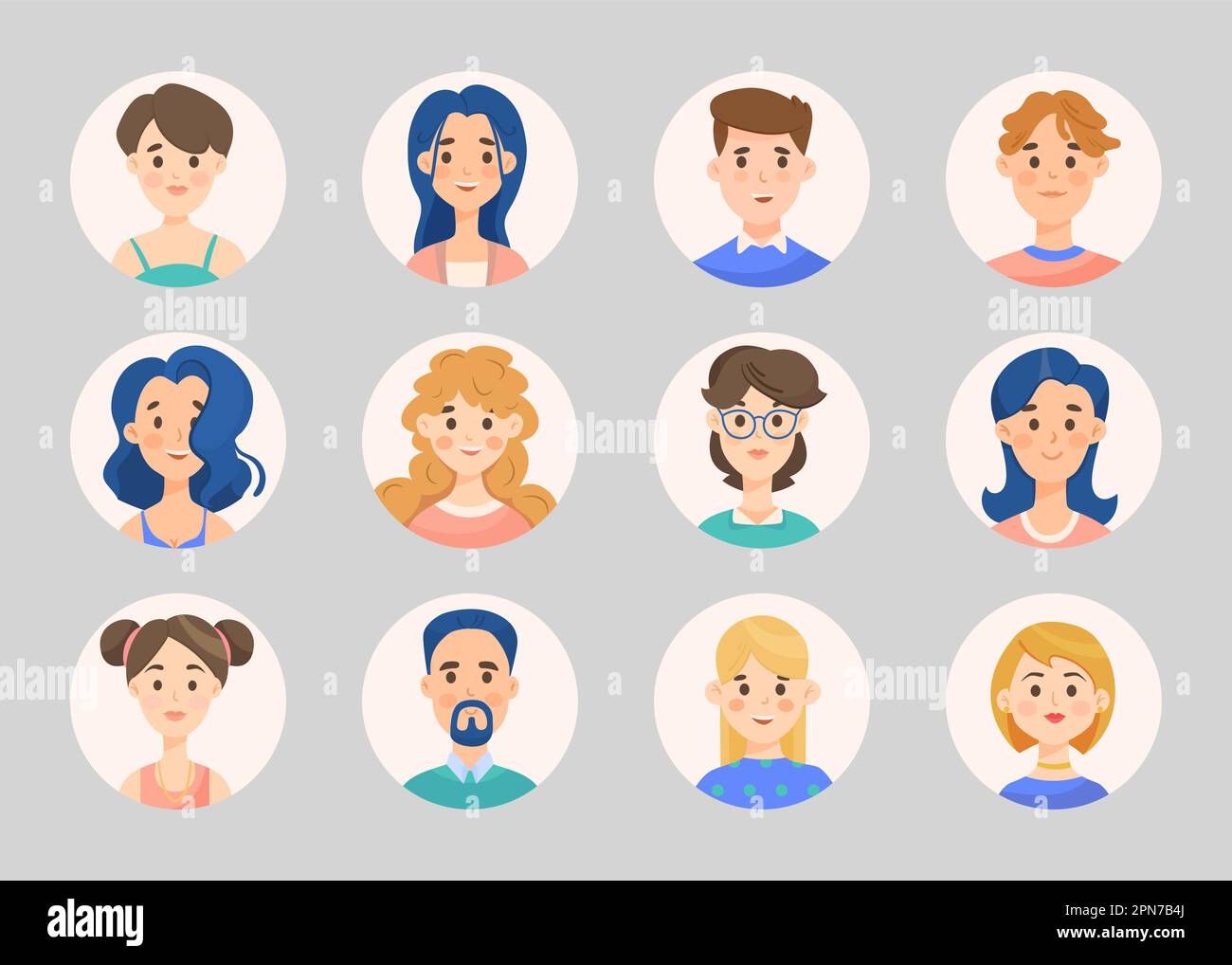 Portraits of different looking people vector illustration set Stock ...