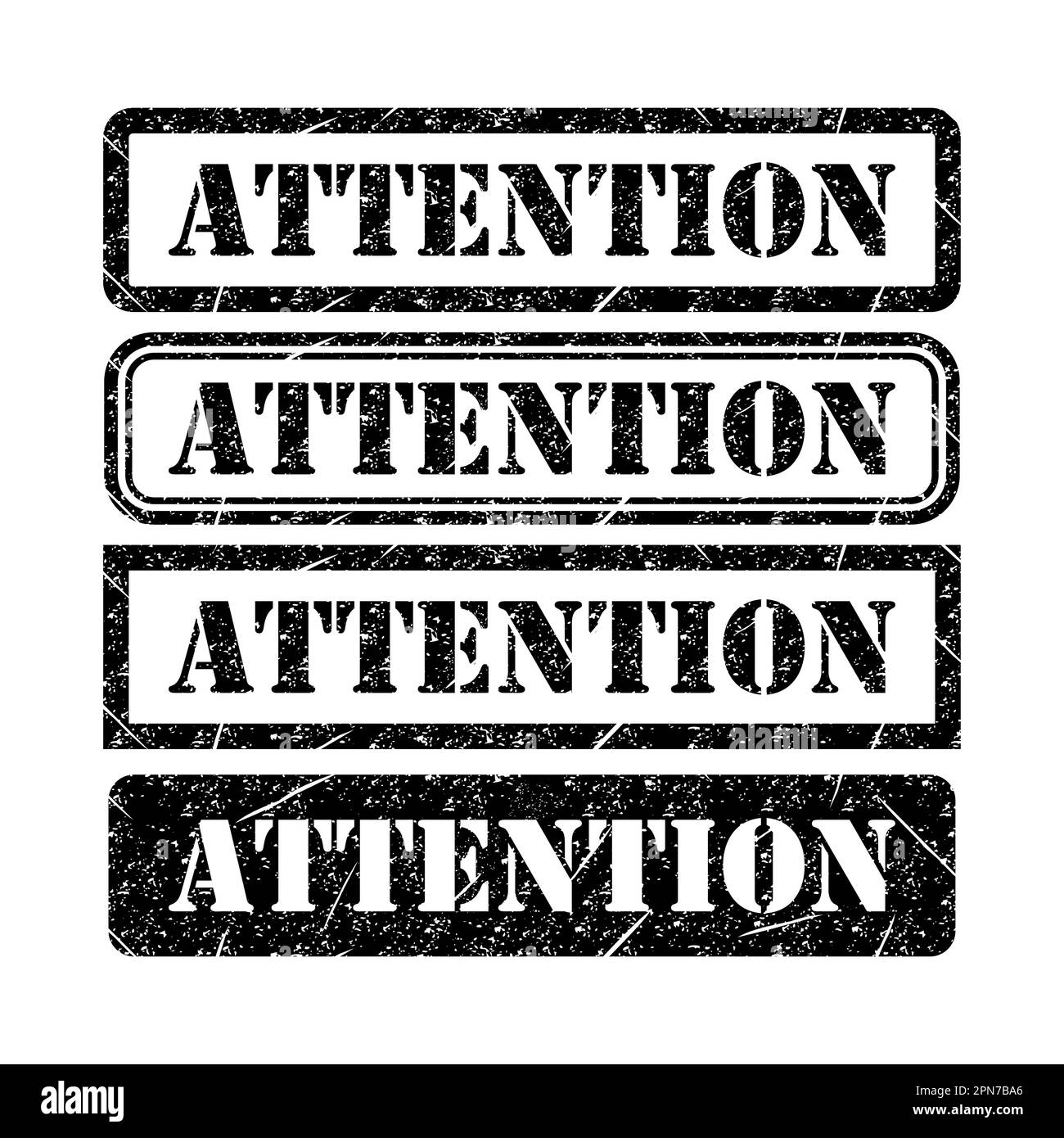 Set of Attention stamp symbol, label sticker sign button, text banner ...