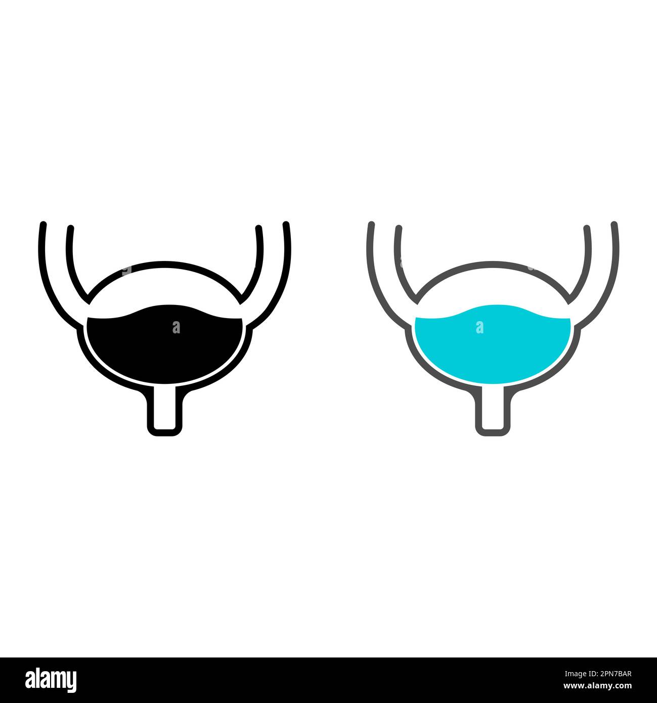 Set of Urology health human icon, anatomy medical body bladder sign ...