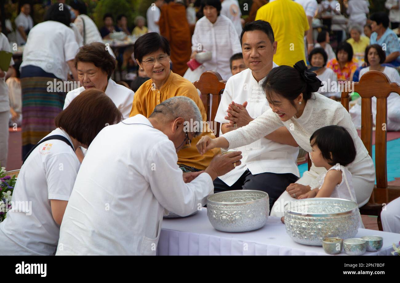 Lamphun, Thailand - April 21, 2019: Traditional Songkran festival ...